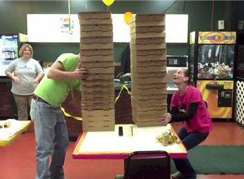 Most Pizza Boxes Held By Two People At Once | World Record | Jimmy Smith