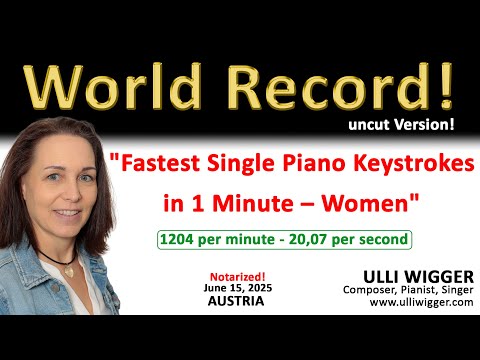 Most Single-Note Piano Keystrokes In One Minute (Female) | World Record ...