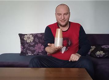 Tallest Paper Cup Tower Stacked On The Palm Of Hand In 10 Seconds ...
