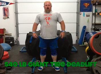Most Reps Deadlifting A 540-Pound Giant Tire | World Record | Clint Poore
