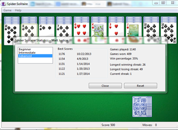 Most Games Of "Spider Solitaire " Won In Advanced Mode (PC) | World ...