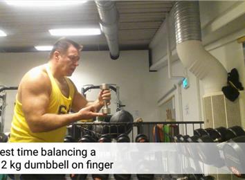 Longest Time Balancing A Two-Kilogram Fixed Dumbbell On Index Finger ...