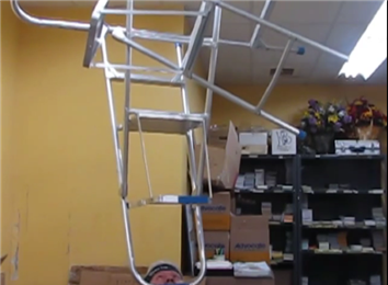 Longest Time Balancing Two Step Ladders On Chin | World Record | Doug ...