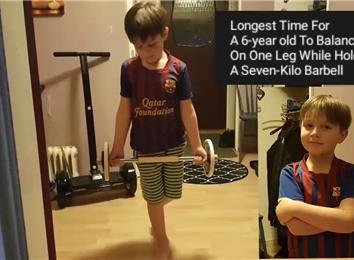 Longest Time Balancing On One Leg While Holding A Seven-Kilo Barbell ...