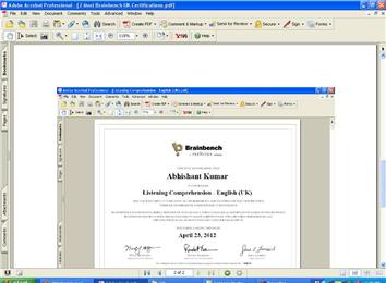 Most Brainbench UK Certificates Received | World Record | Abhishant Kumar