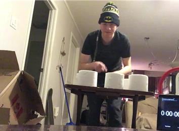 Fastest Time To Stack And Unstack Five Toilet Paper Rolls | World ...