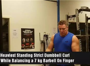 Heaviest Standing Strict Dumbbell Curl While Balancing A Seven-kilogram ...