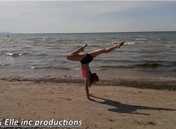 Longest Handstand Walk On A Beach | World Record | Allie and Elle inc ...