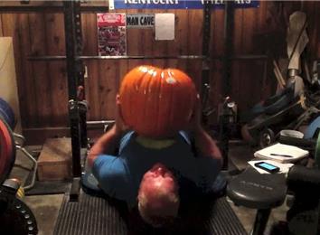 Most Reps Bench Pressing A Jumbo Pumpkin In 15 Seconds | World Record ...