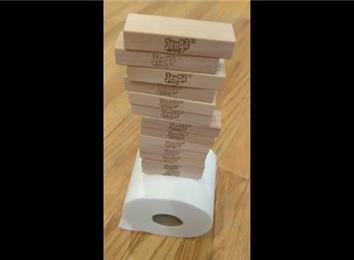Tallest Jenga Block Tower Stacked On A Roll Of Toilet Paper | World ...