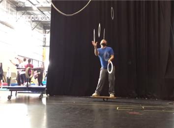 Most Catches Juggling Four Rings While Balancing On A Rola Bola And ...